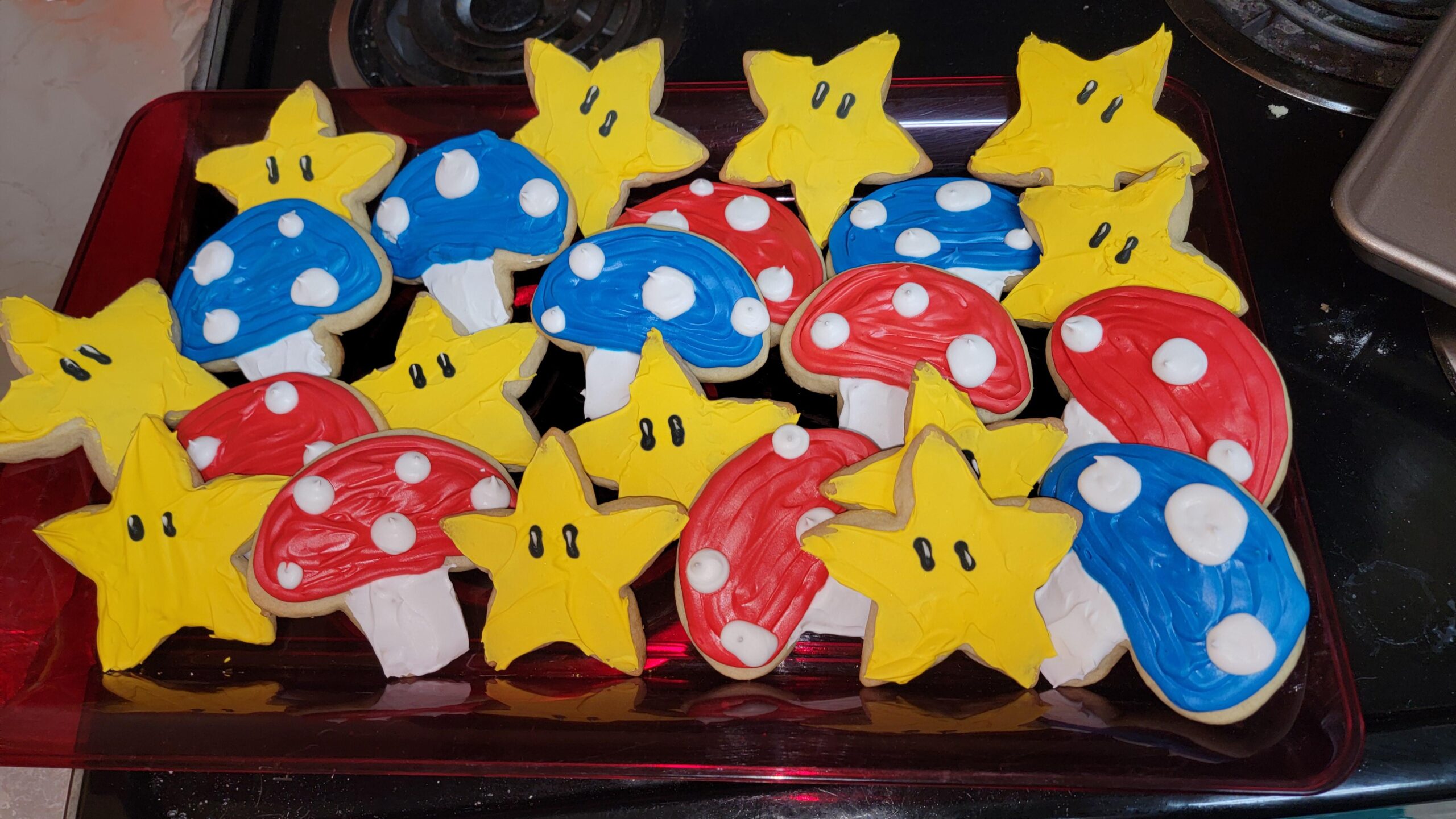 My wife made these Mario cookies for my son's birthday, what do you ...