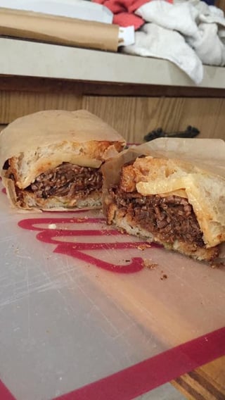 Mr. Brisket bbq brisket sandwich on a catamount cheddar melted toasted ...