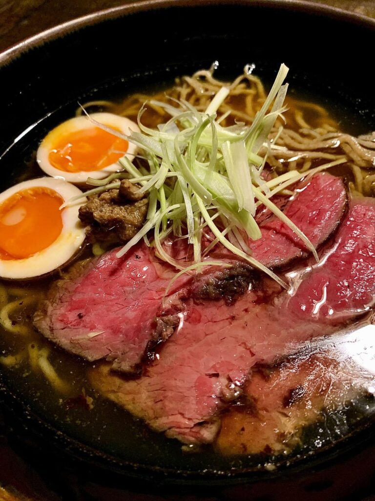 Gyukotsu-Ramen with self-made 35% Ramen noodles, runny Ajitama, Angus ...