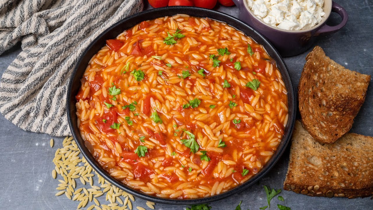 Manestra — Greek Orzo with Tomato Sauce - Dining and Cooking