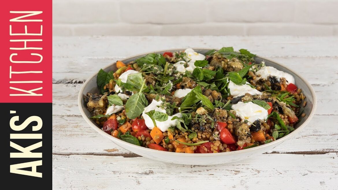Lentil and eggplant salad with yogurt | Akis Petretzikis - Dining and ...