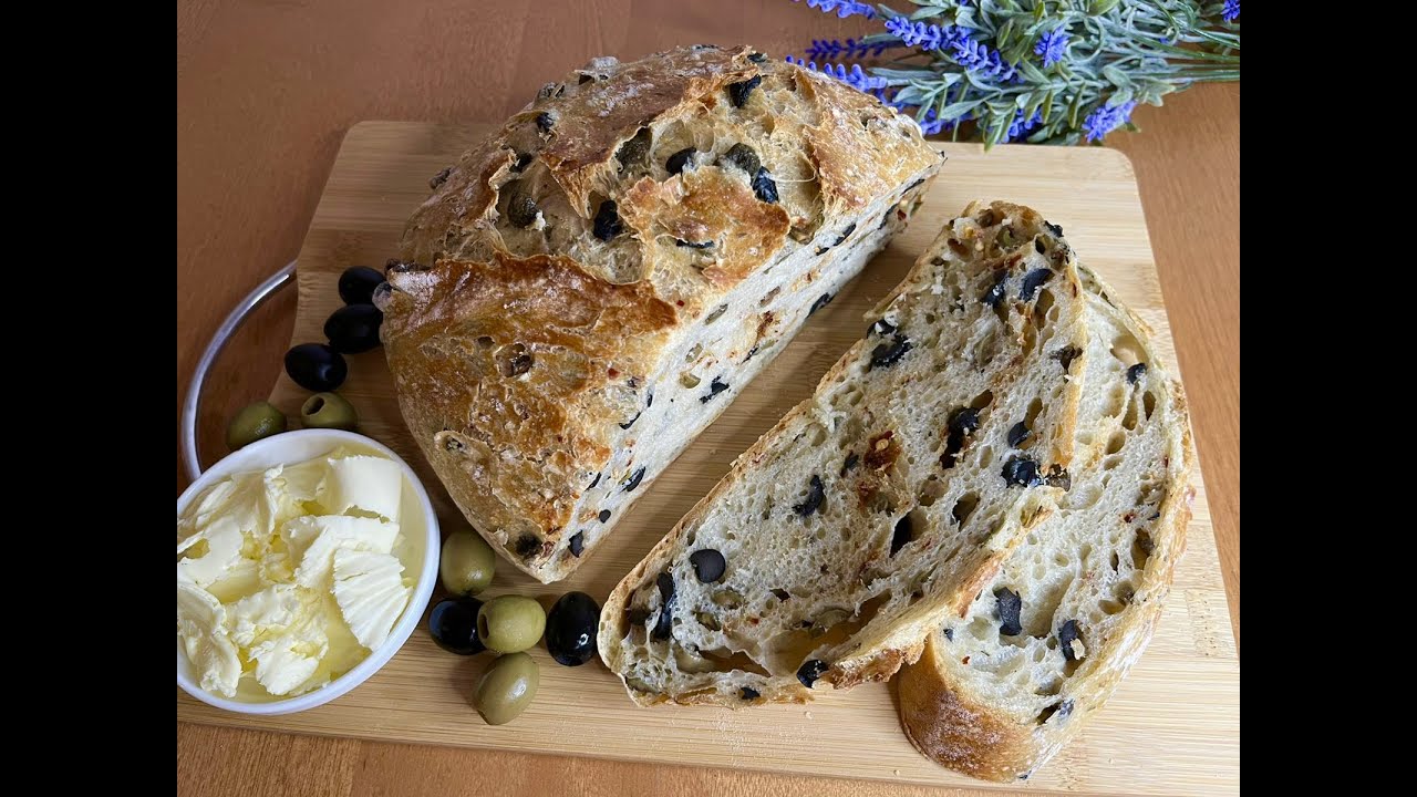 Olive Bread Recipe | No-Knead Mediterranean Olive Bread - Dining and ...