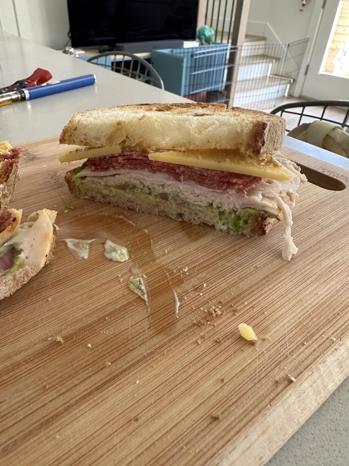Como with turkey and salami, New Zealand cheddar, mayo , mustard and ...