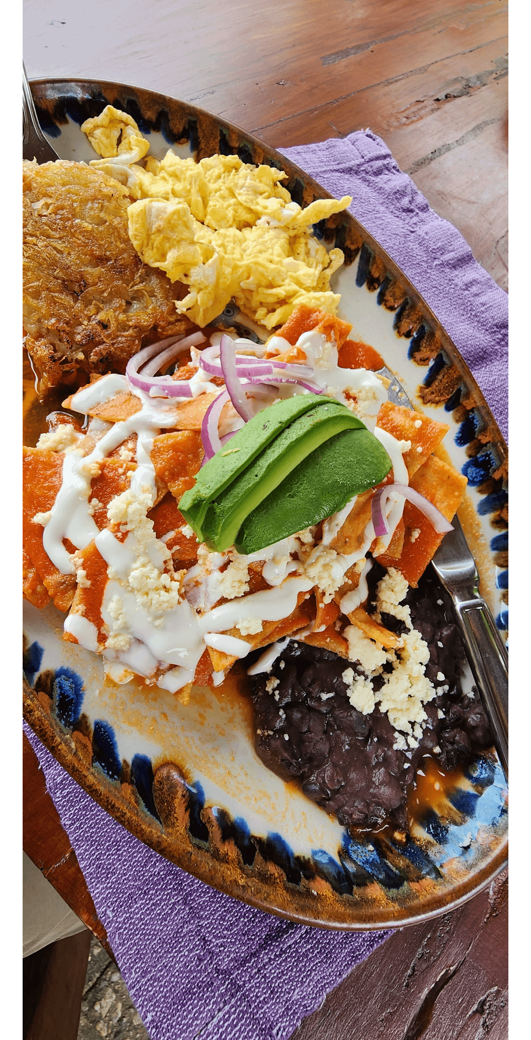 I ate a typical Mexican breakfast for the first time. Hash browns ...