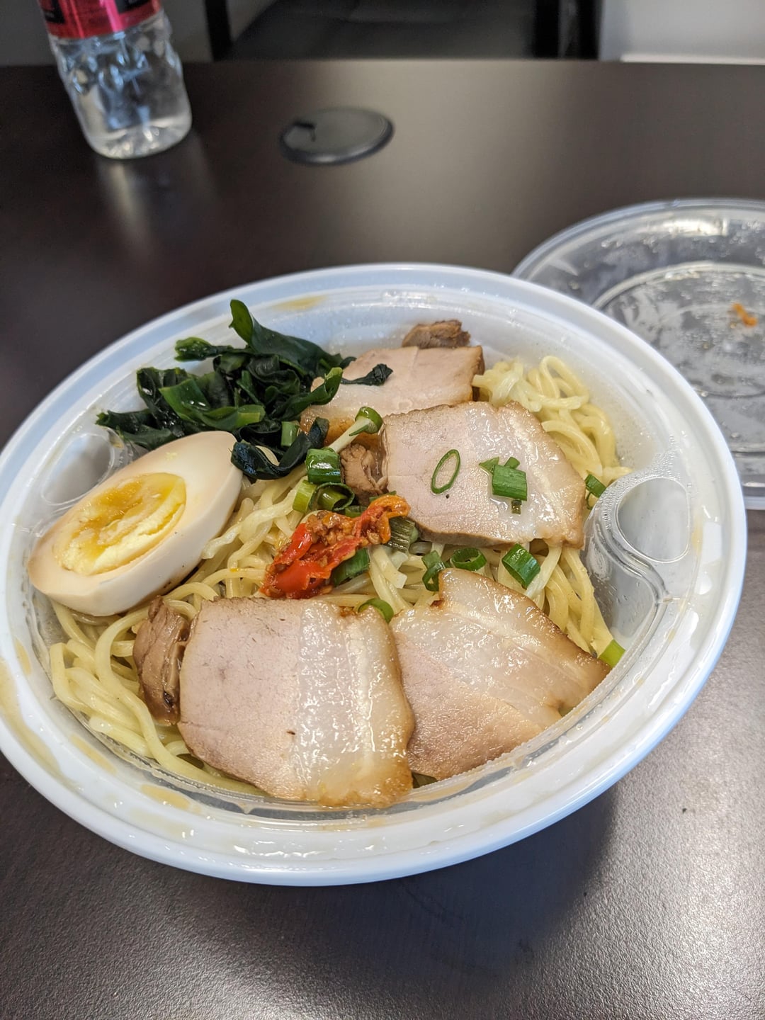 Takeout shoyu ramen with little carrying case for noodles and toppings ...