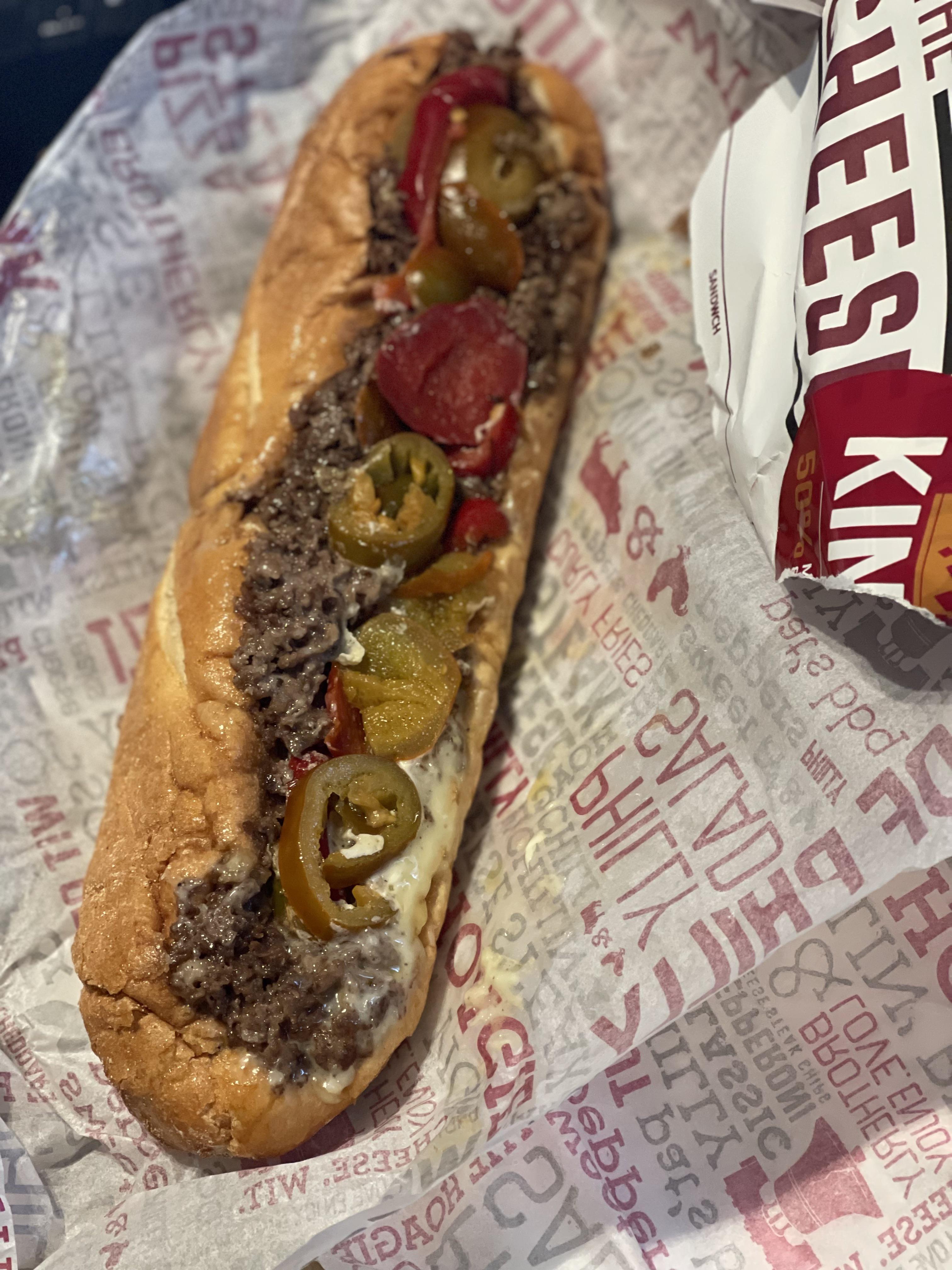 [i ate] a greasy cheesesteak with hot peppers - Dining and Cooking