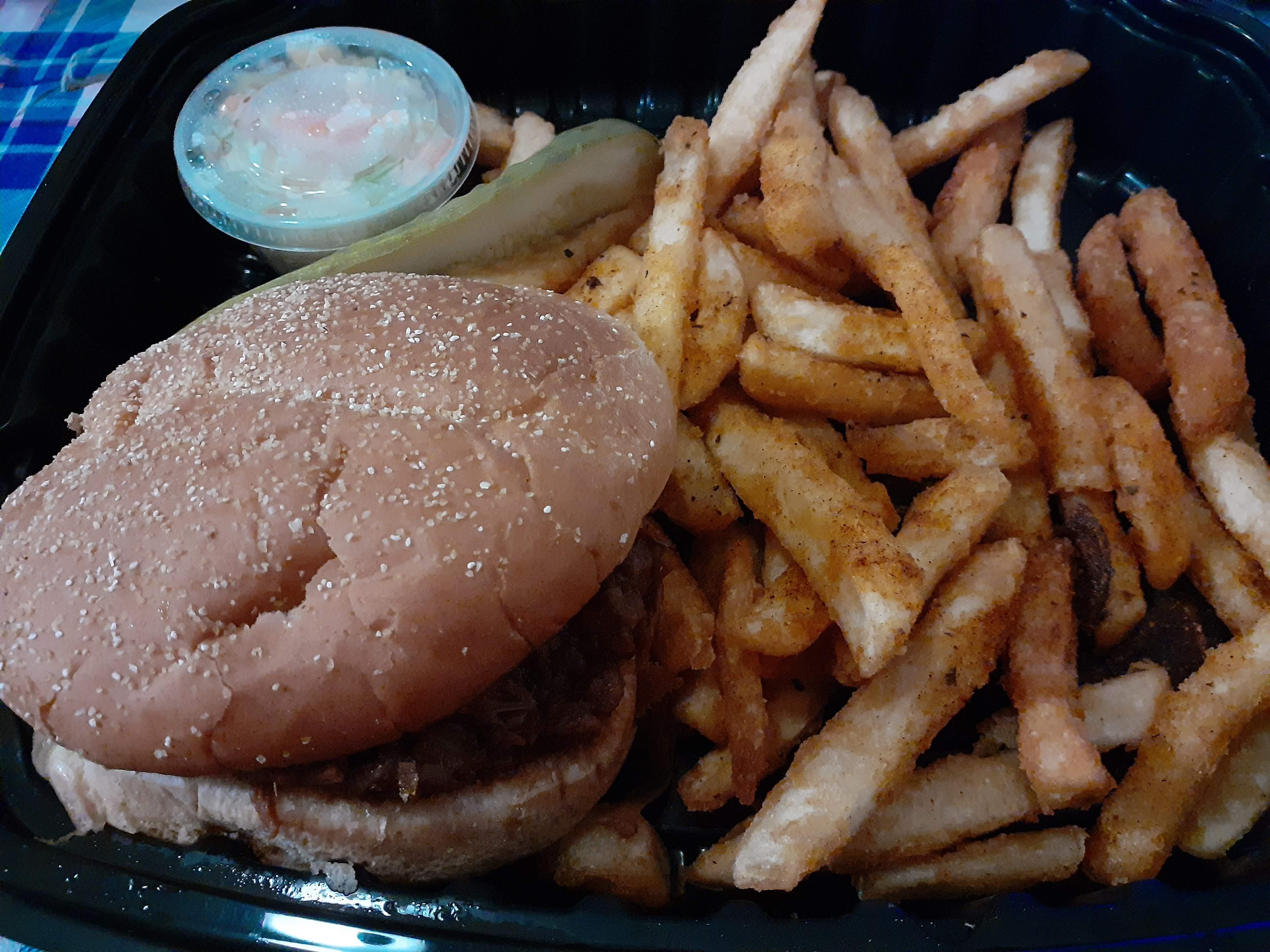 Classic Burger and Seasoned Fries - Dining and Cooking