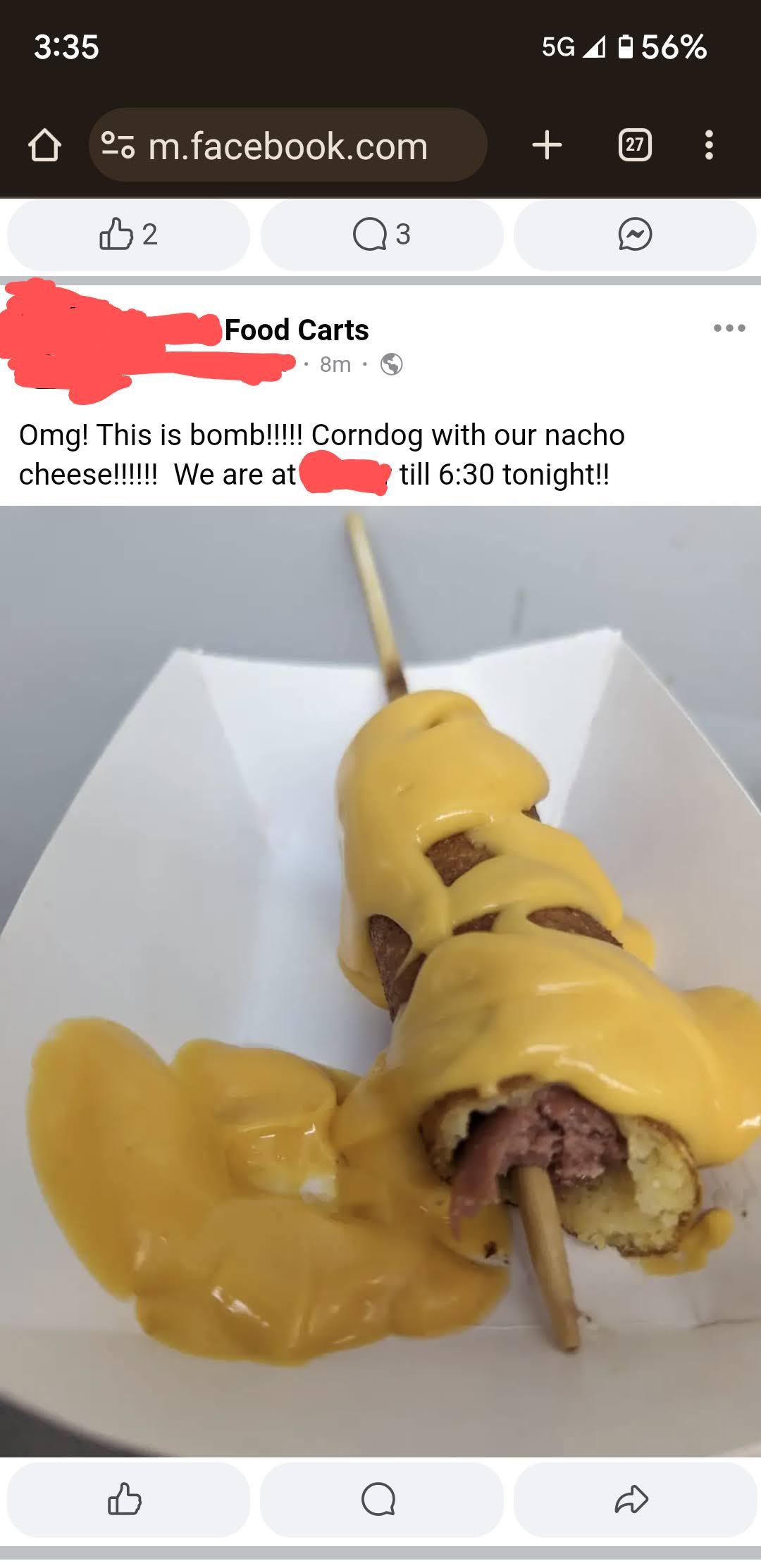 This FB promotion post from a local food truck - Dining and Cooking