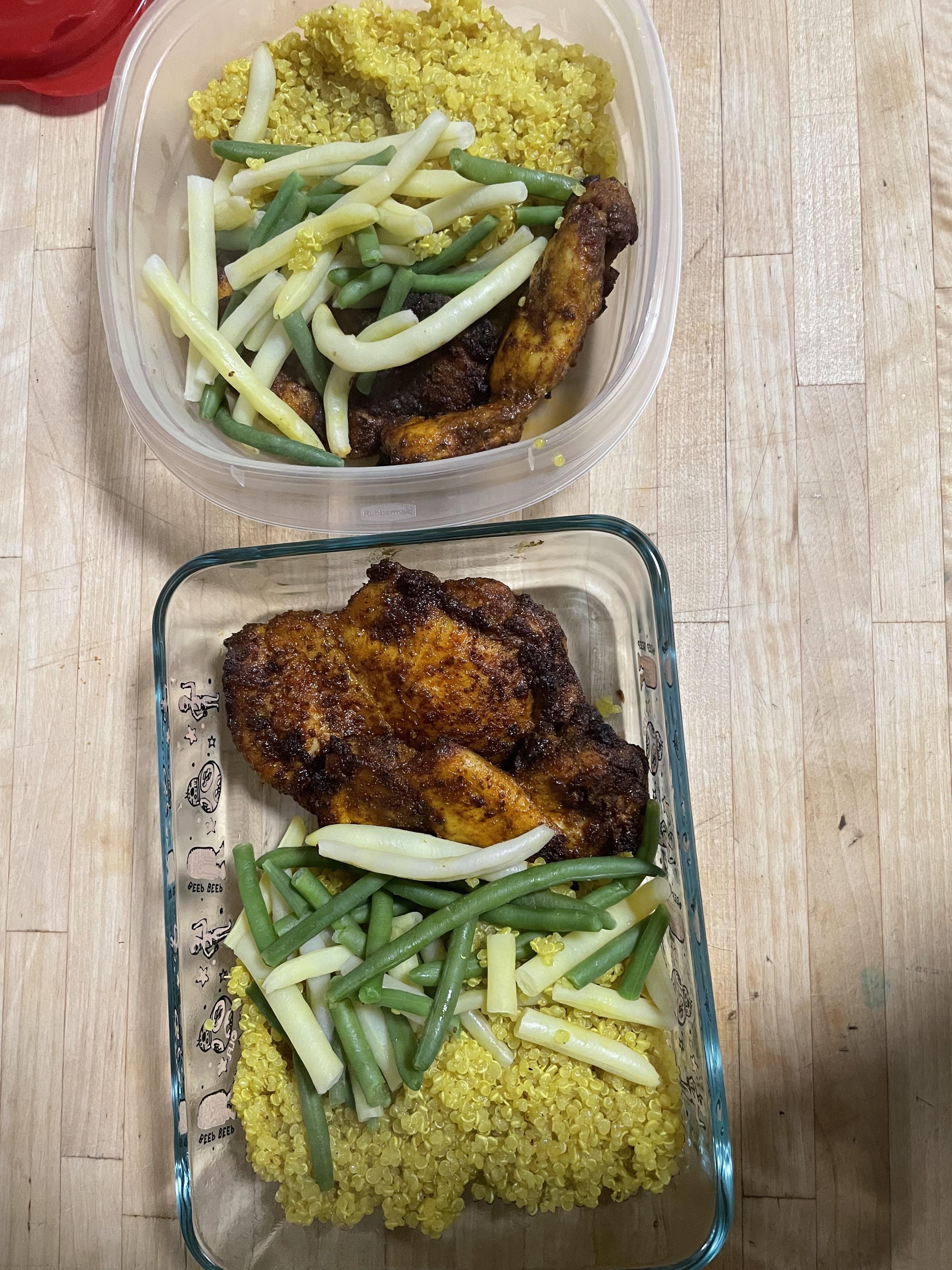 Moroccan chicken, turmeric quinoa, and green beans - Dining and Cooking