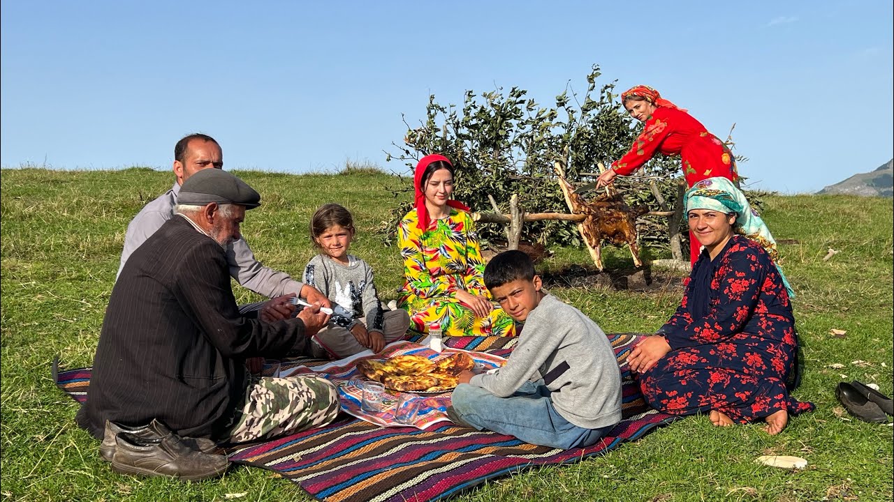 Nomad Cooking! Full Lamb Cooked outdoor on the Fire with Nomad Family ...