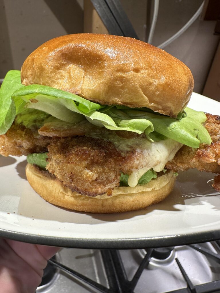 Homemade chicken sammy with bacon, avocado, baby swiss, and honey ...