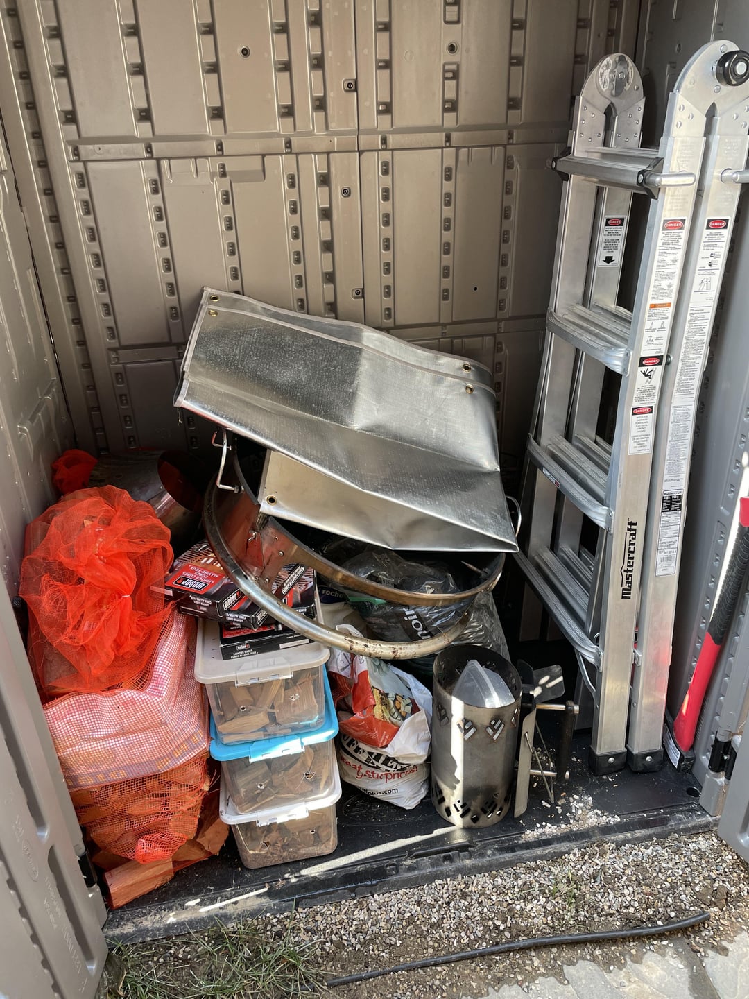Finally got around to organizing my bbq storage shack. The ladder is ...