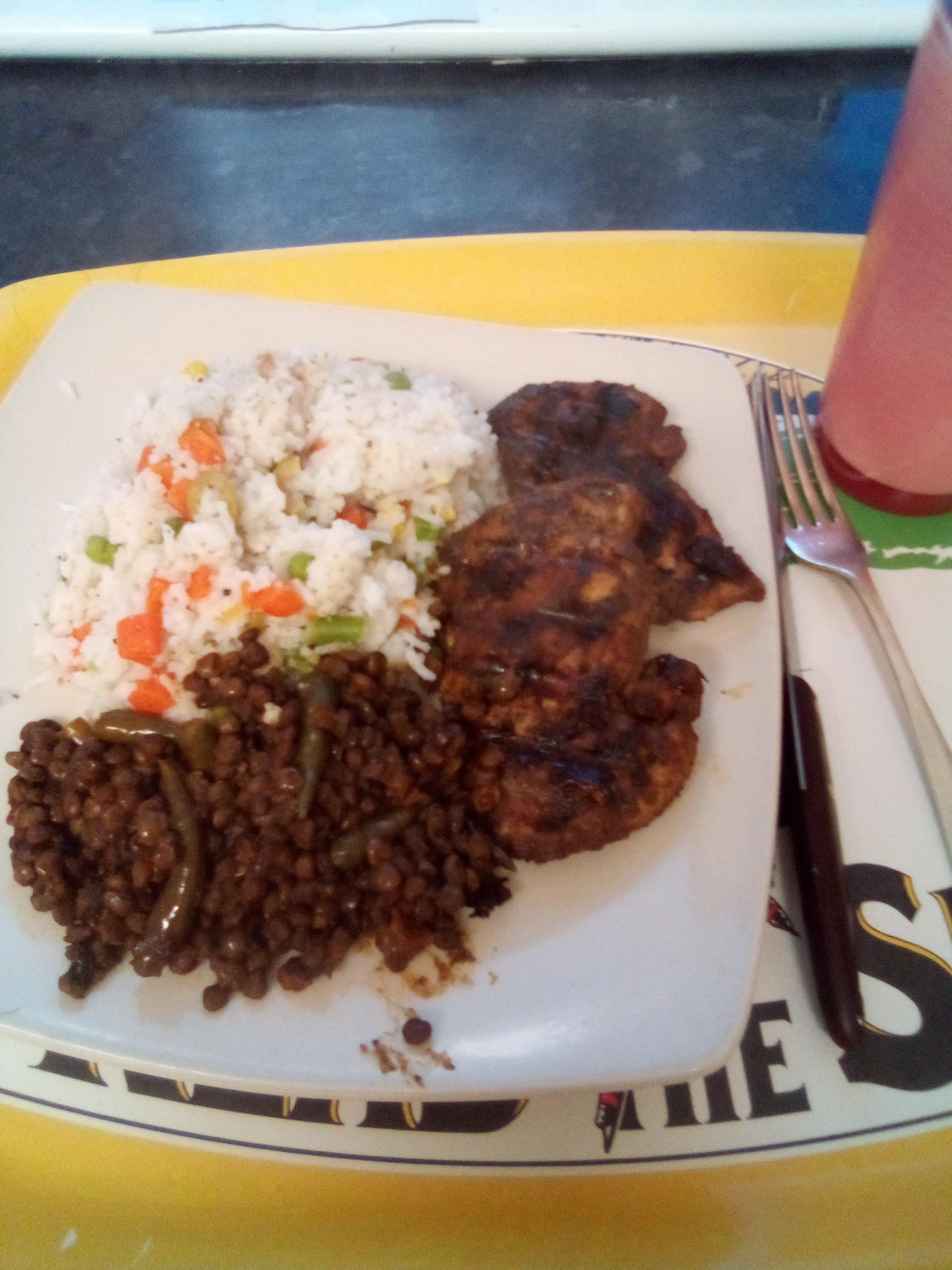 Jamaican me CrAzY ya Jerk chiCKen! Rice'n'veg, wit a touch o' the ...