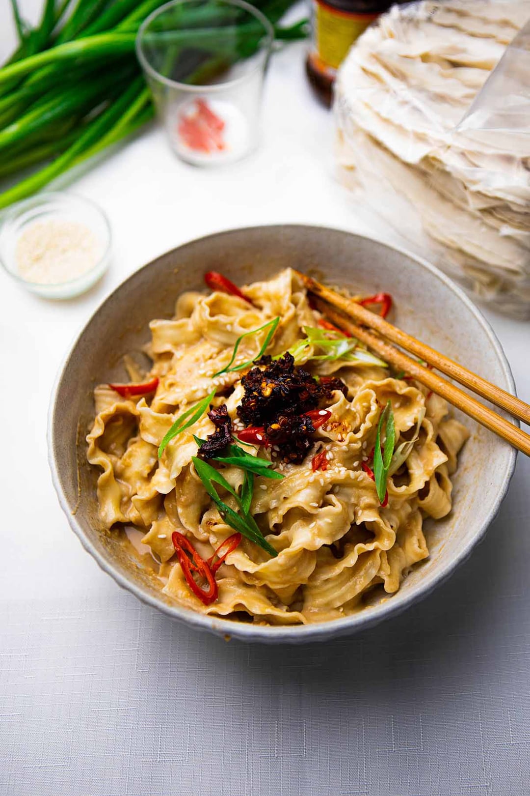 10-Min Asian Sesame Noodles (with Ribbon noodles) - Dining and Cooking