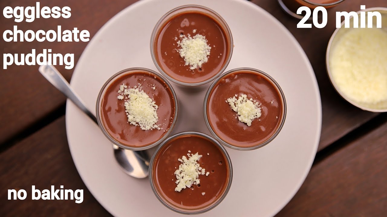 chocolate pudding recipe | eggless choco pudding | एगलेस चॉकलेट पुडिंग ...