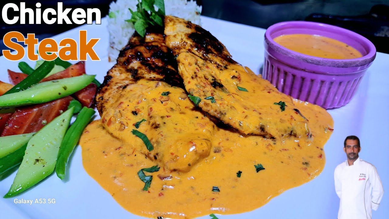 Chicken Steak Restaurant Style Steak Recipe Grilled Chicken With Moroccan Sauce Dining