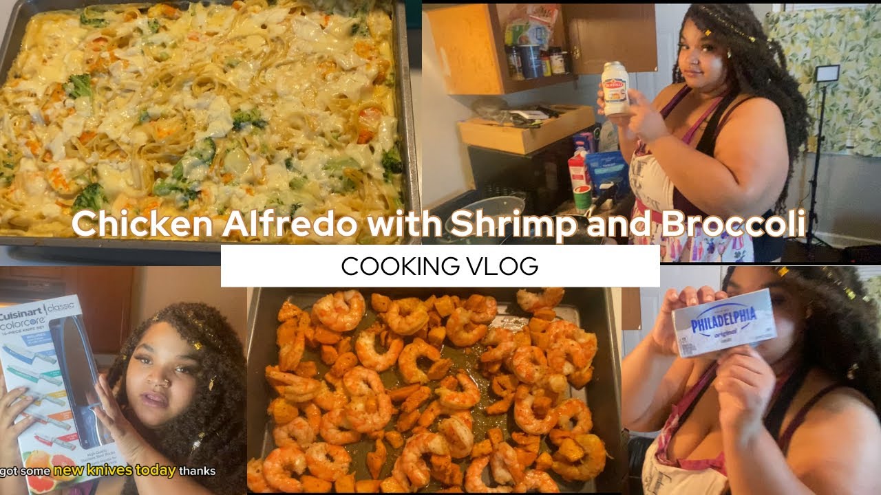 Vlogmas Day 3 Chicken Alfredo With Shrimp And Broccoli Dining And