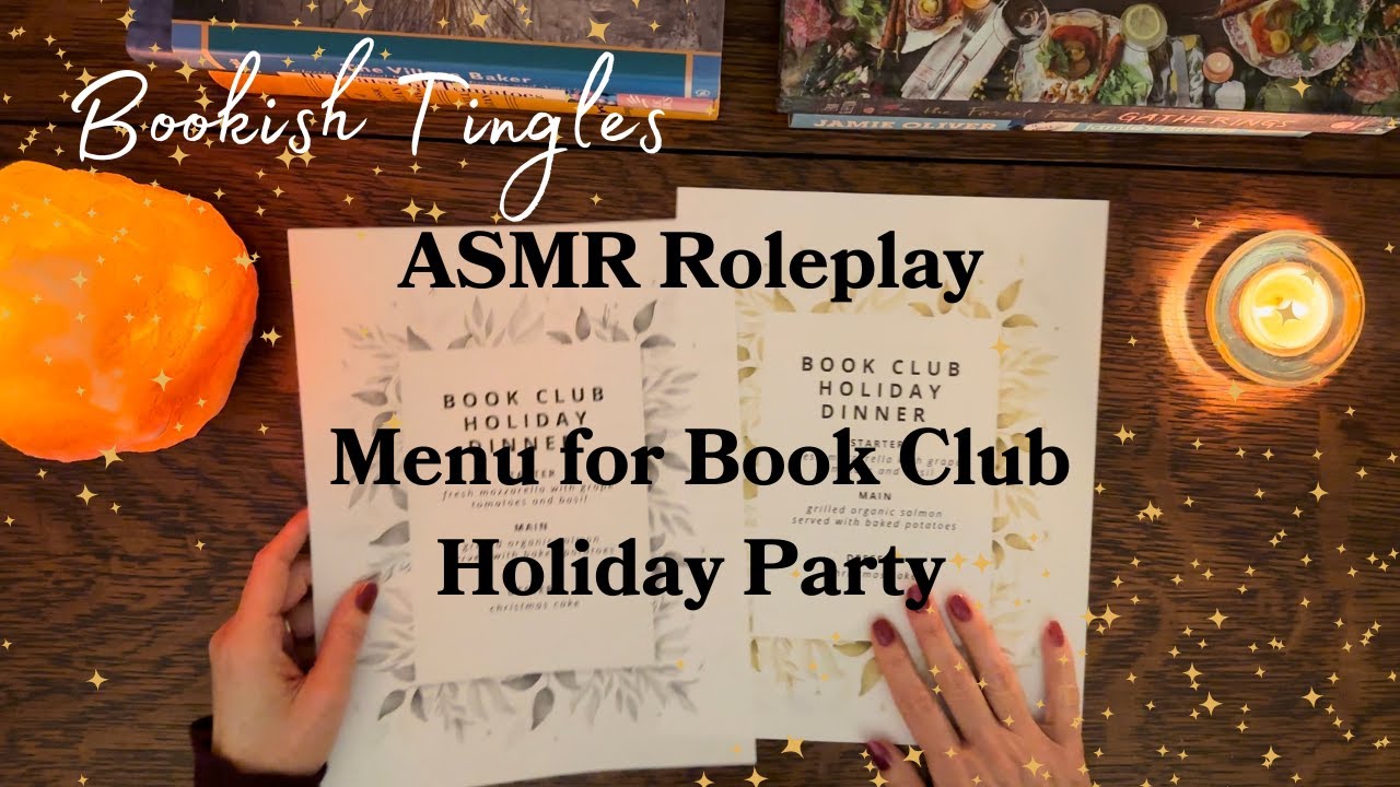 ASMR Roleplay: Menu Planning for Book Club Holiday Party, soft spoken, page turning, tapping ...
