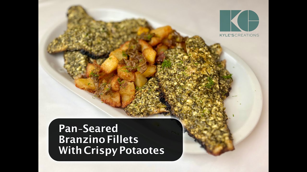 Pan Seared Branzino Fillets with Kale Pesto - Dining and Cooking