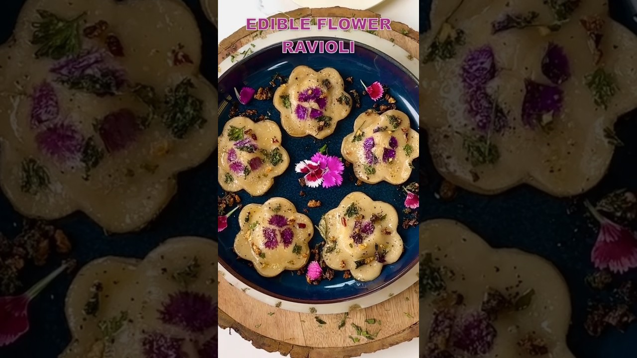 Edible Flower Ravioli #shorts - Dining and Cooking