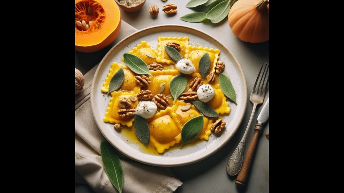Pumpkin and ricotta ravioli with sage and walnut butter#recipe - Dining ...