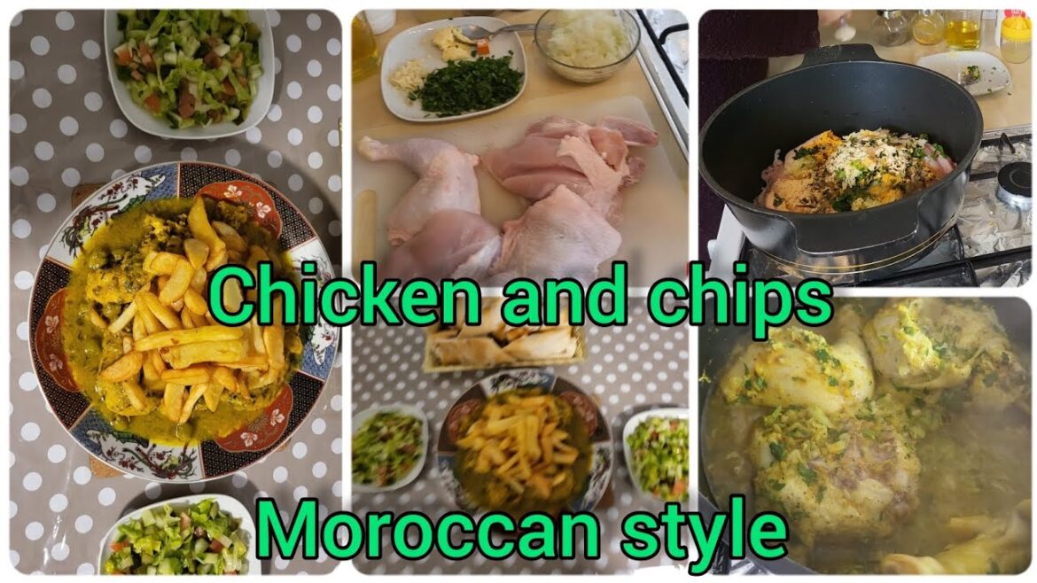 Moroccan chicken with olives and chips recipe دجاج بالزيتون والبطاطس ...