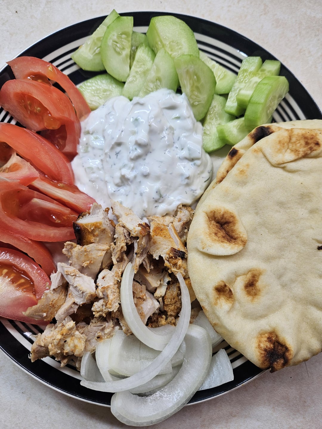 My first attempt at making chicken gyros with homemade Tzatziki ...