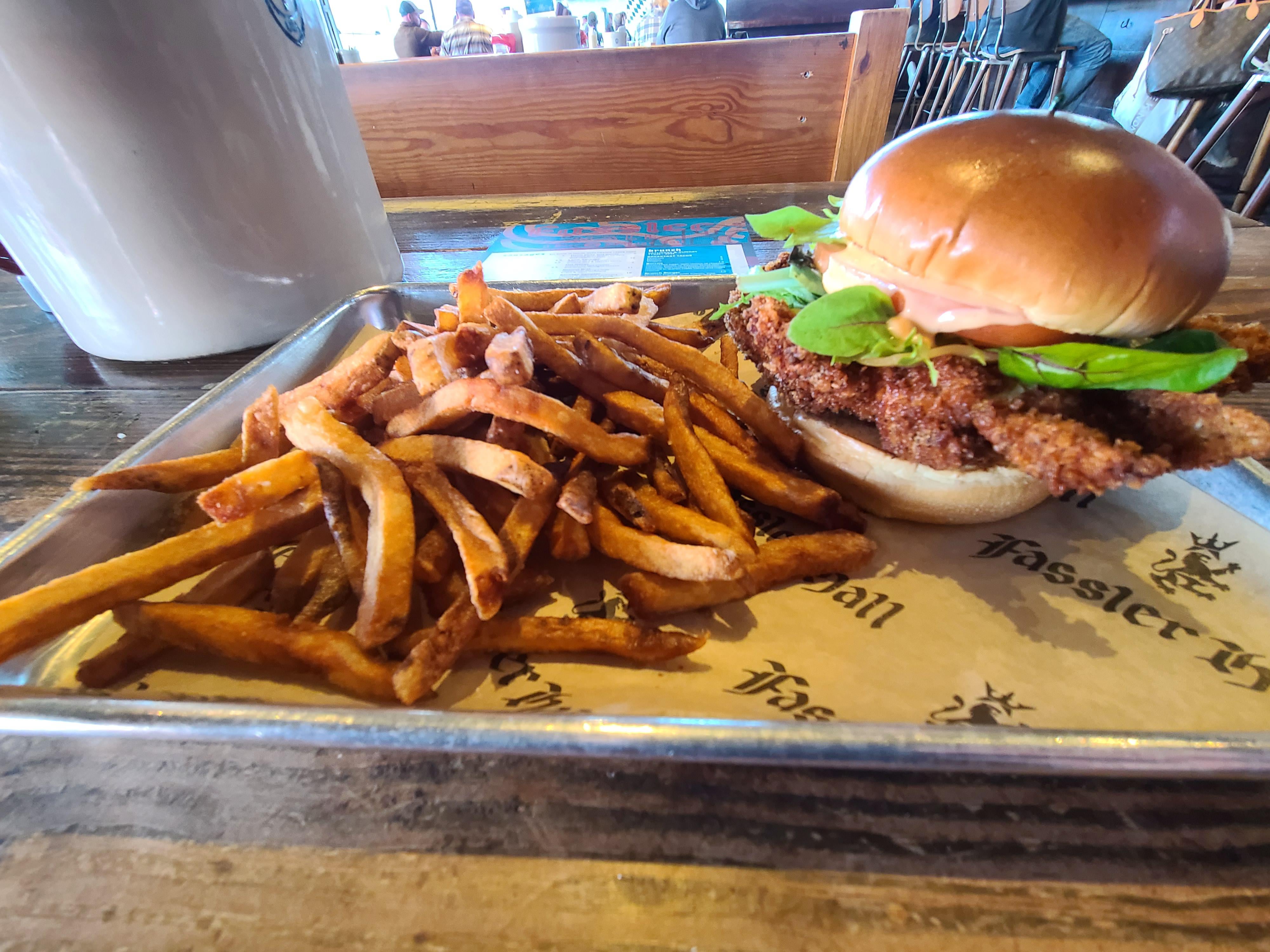[I ate] chicken schnitzel sandwich with duck fat fries - Dining and Cooking