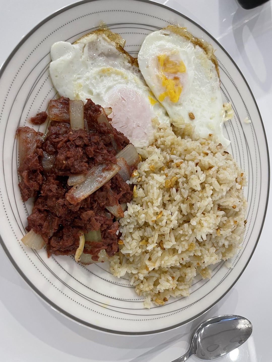 Fried Sunny Side Up Egg W/ CornBeef Hash & Garlic Fried Rice - Dining ...