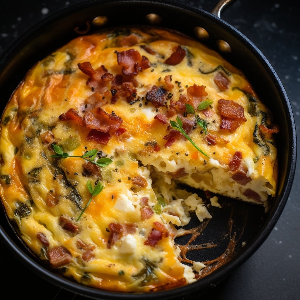 Keto Crustless Quiche with Cheese and Bacon - Dining and Cooking
