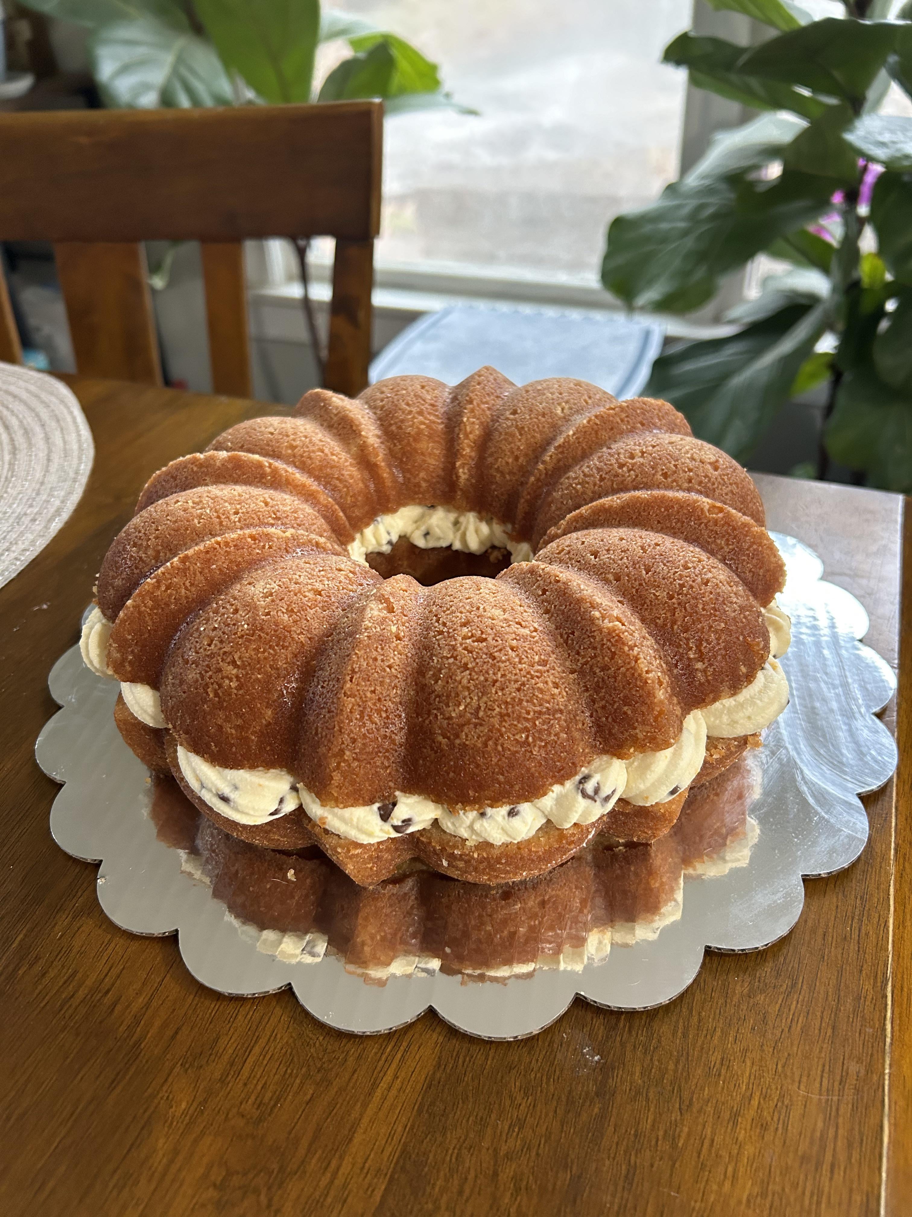 Rum cake with cannoli cream for my mom’s birthday! - Dining and Cooking
