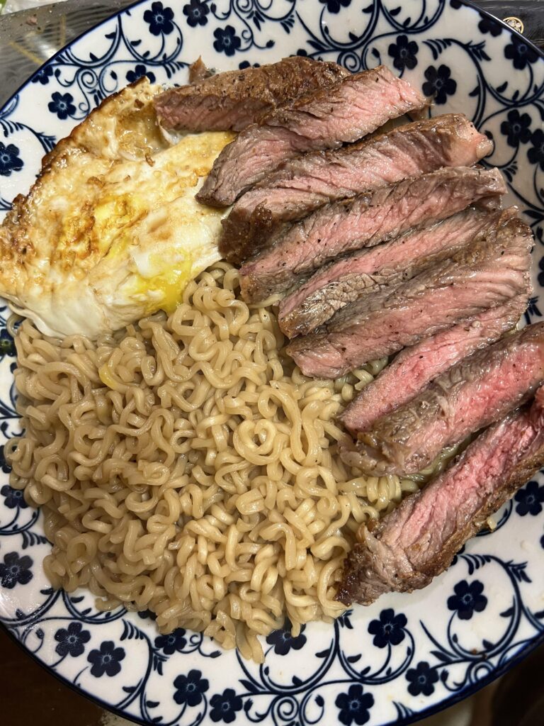 Maruchan beef ramen with an overcooked egg - Dining and Cooking