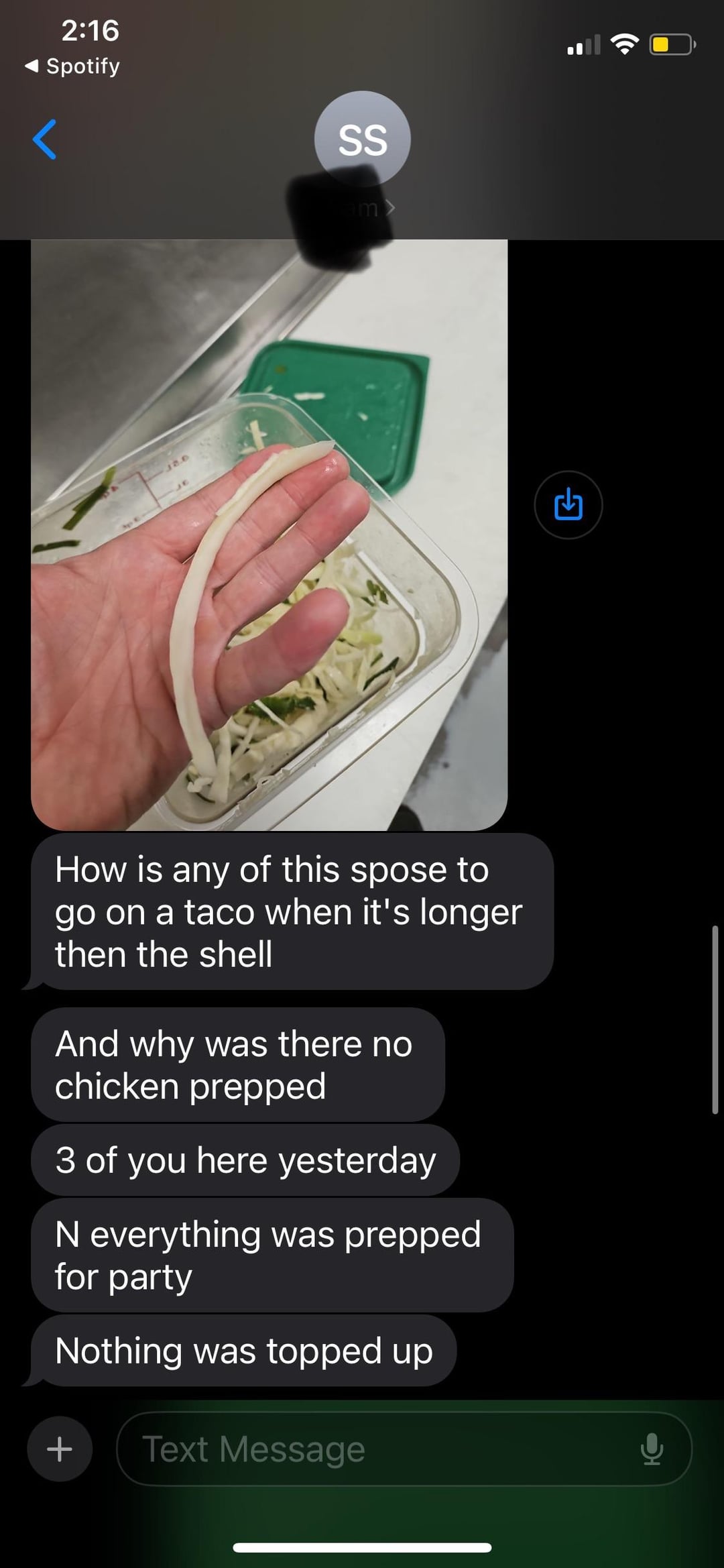 What should I message my lead cook? - Dining and Cooking