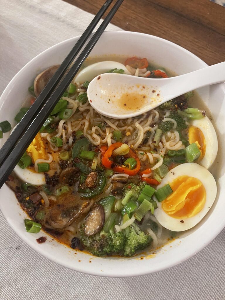 Plain ole Sapporo Tonkotsu + tons of fixins - Dining and Cooking
