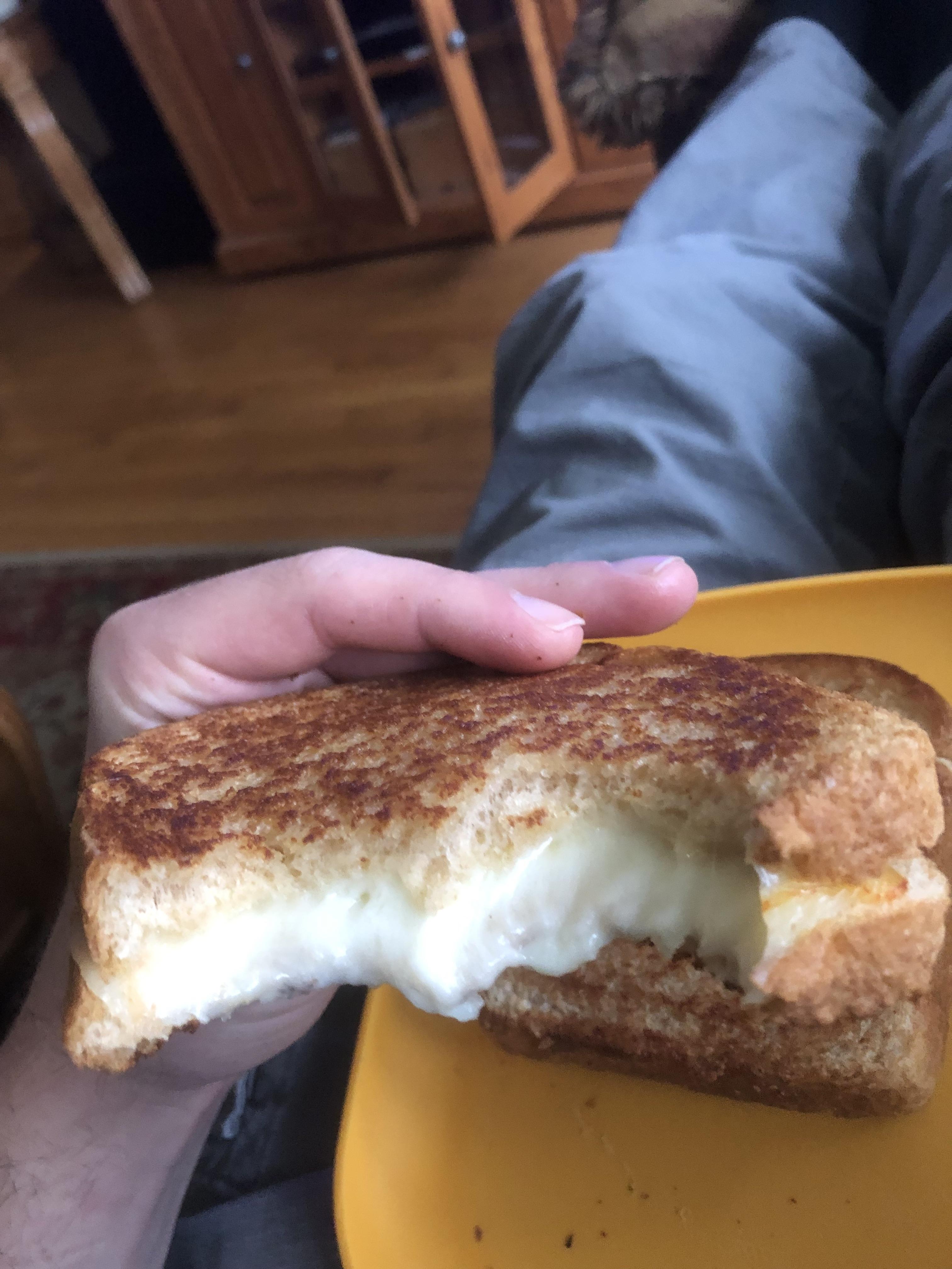 Provolone and Muenster on Wheat. Not pictured: epic cheese pull ...