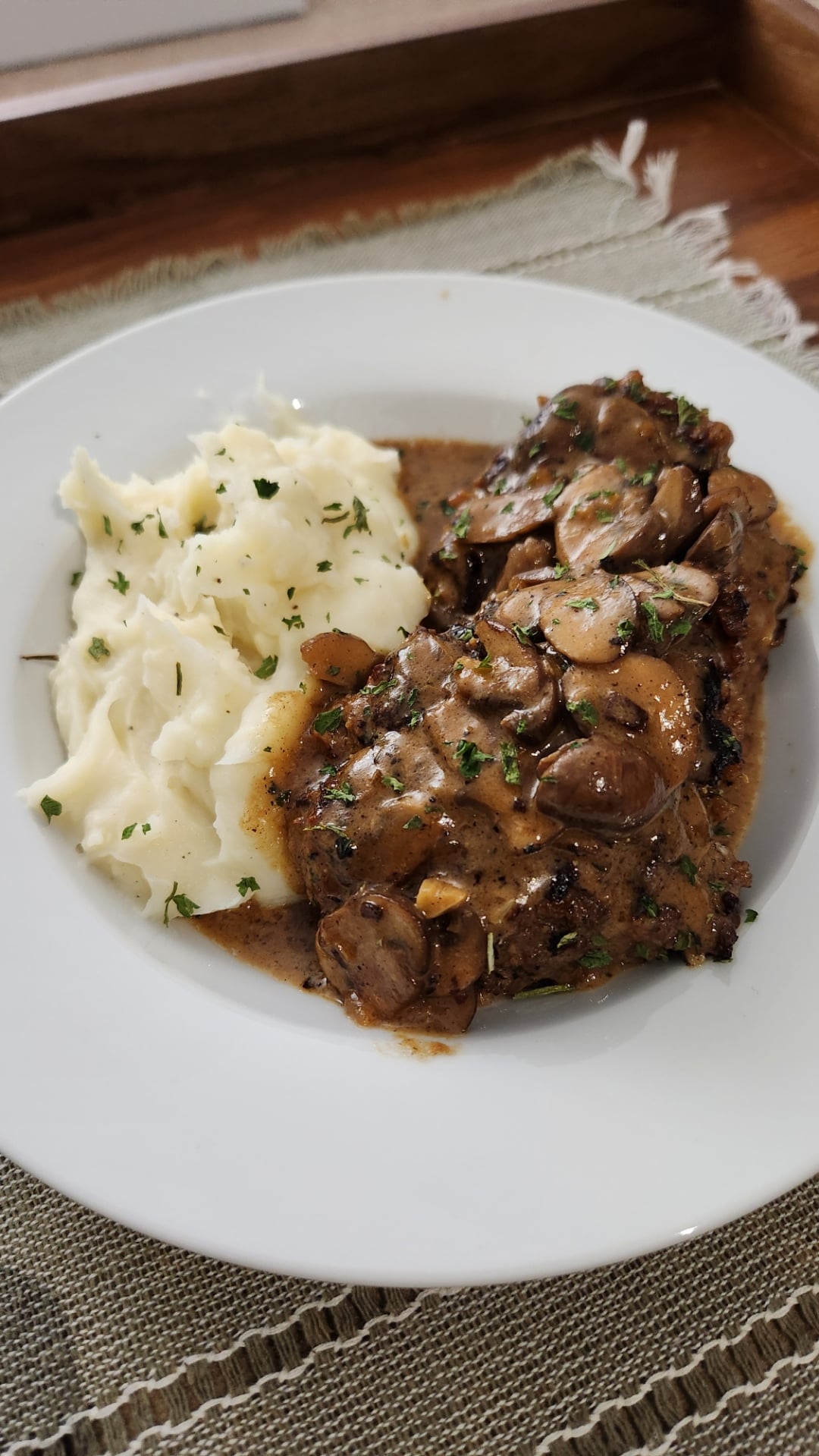 First attempt at homemade burger steak with mushroom gravy - Dining and ...