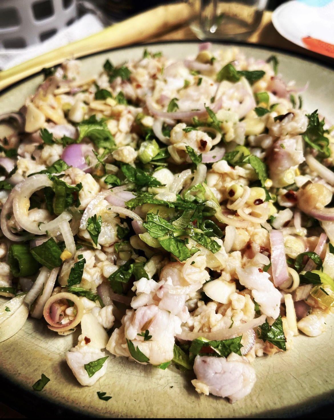 Anyone ever try fish laab? Southeast Asian dish 🤤 So easy to make and ...