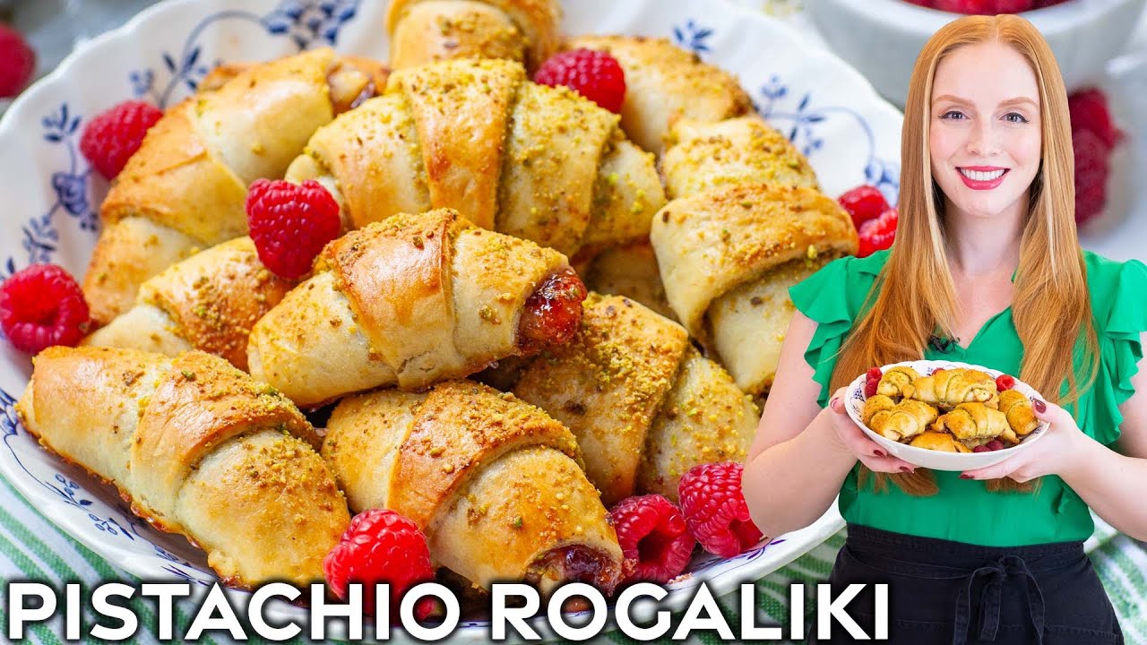 Raspberry Pistachio Rogaliki Cookies | Polish Rugelach - Dining and Cooking