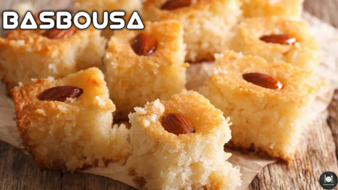 Egyptian Basbousa Recipe | Baked Semolina Cake In Sugar Syrup | Farahil ...