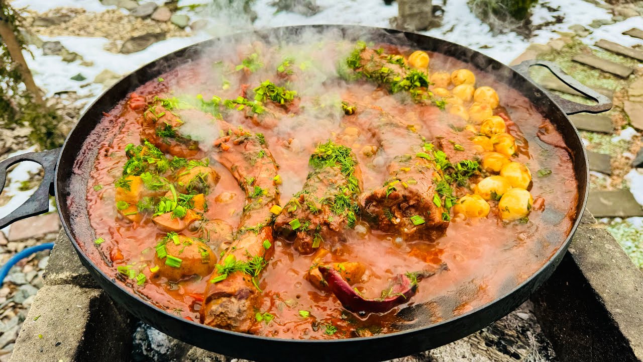 Cooking Turkey Necks in Tomato Juice on Saj | Recipe for a Very ...