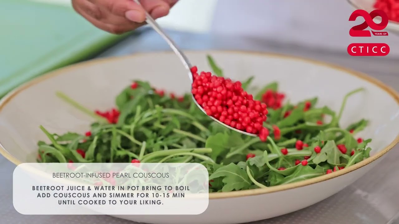 Fresh beetroot infused pearl couscous and vegetable medley salad ...