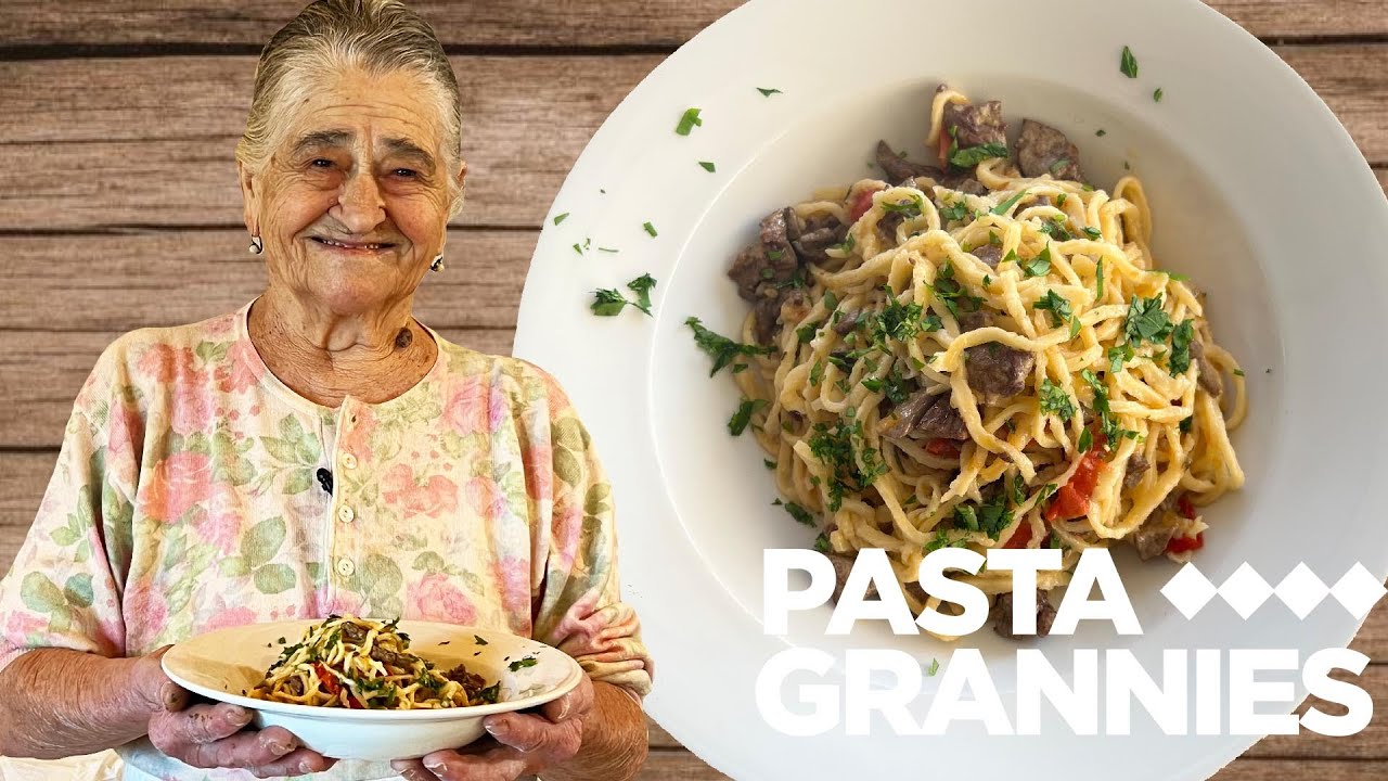 93yr old Maddelena makes tajarin pasta with livers from Piemonte ...