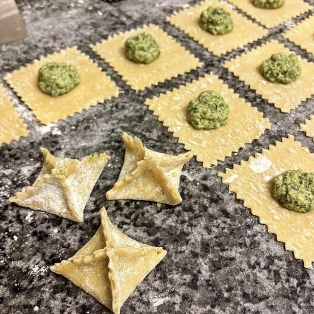 Sacchetti filled with Ricotta, Carrot Top Pesto, Lemon and a Tarragon ...