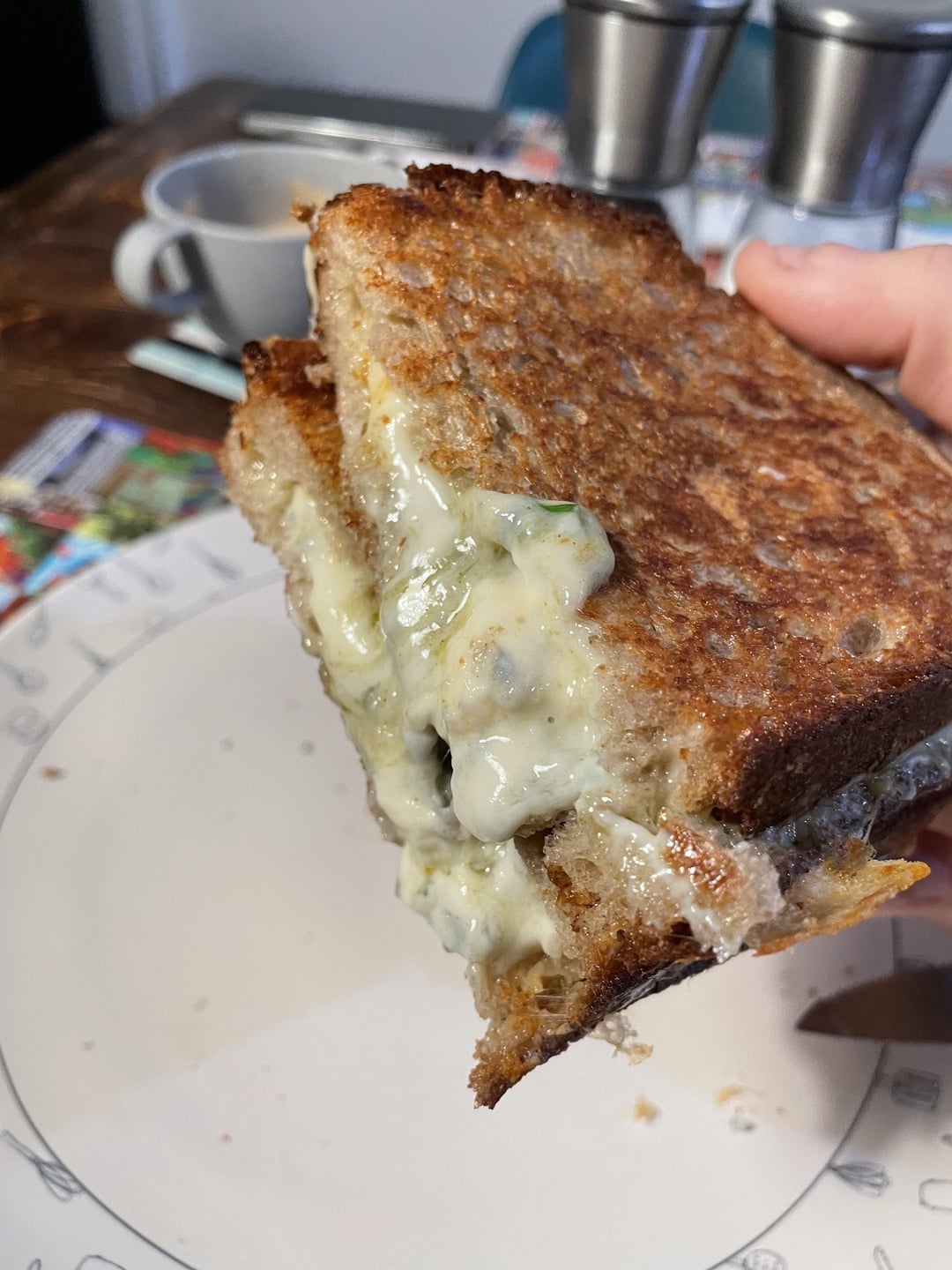 Gorgonzola & Muenster on a Peasants Loaf - Dining and Cooking