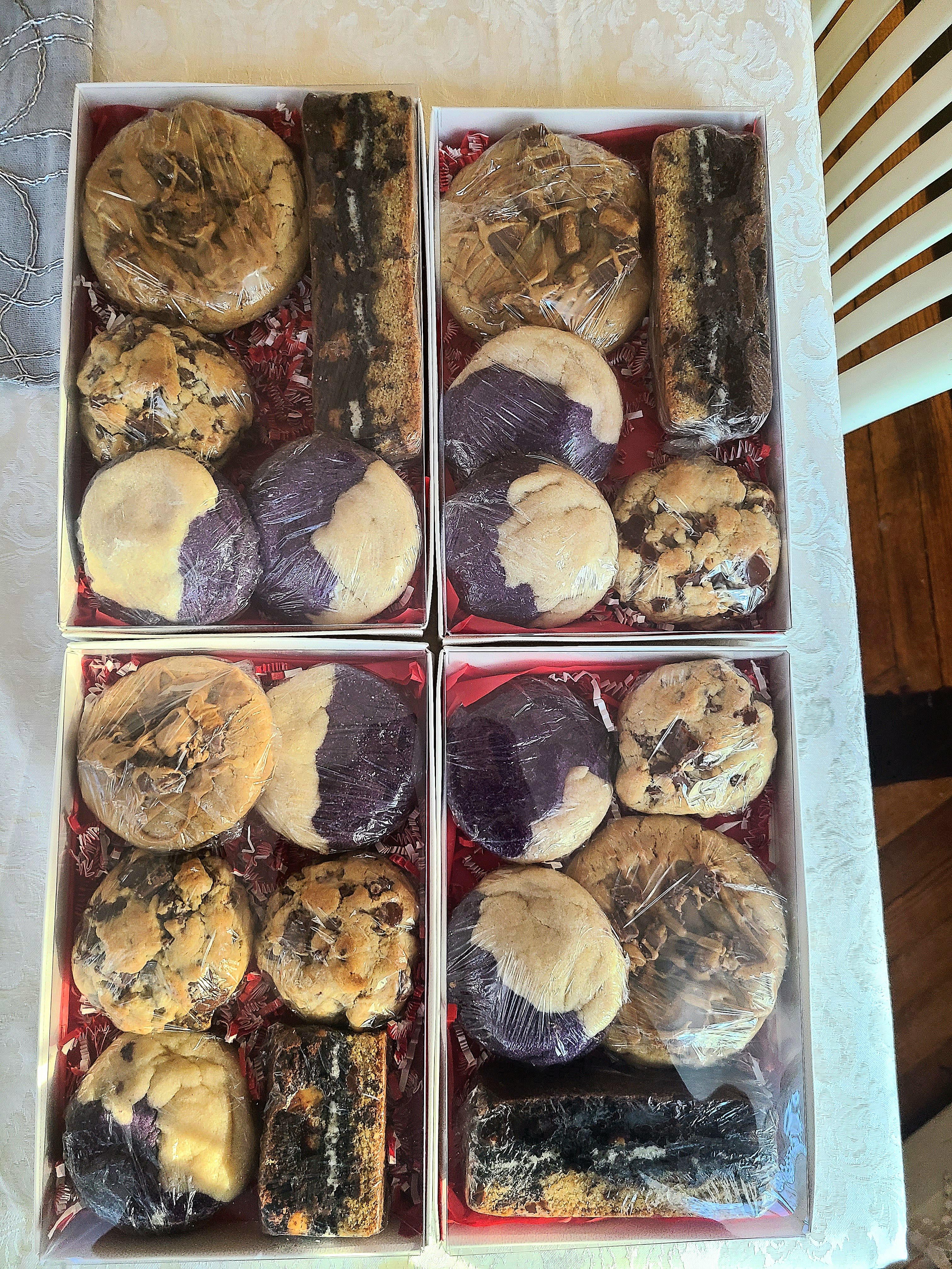 [Homemade] Cookie Gift Box- Marbled Ube Sugar Cookie, Peanut Butter Cup ...