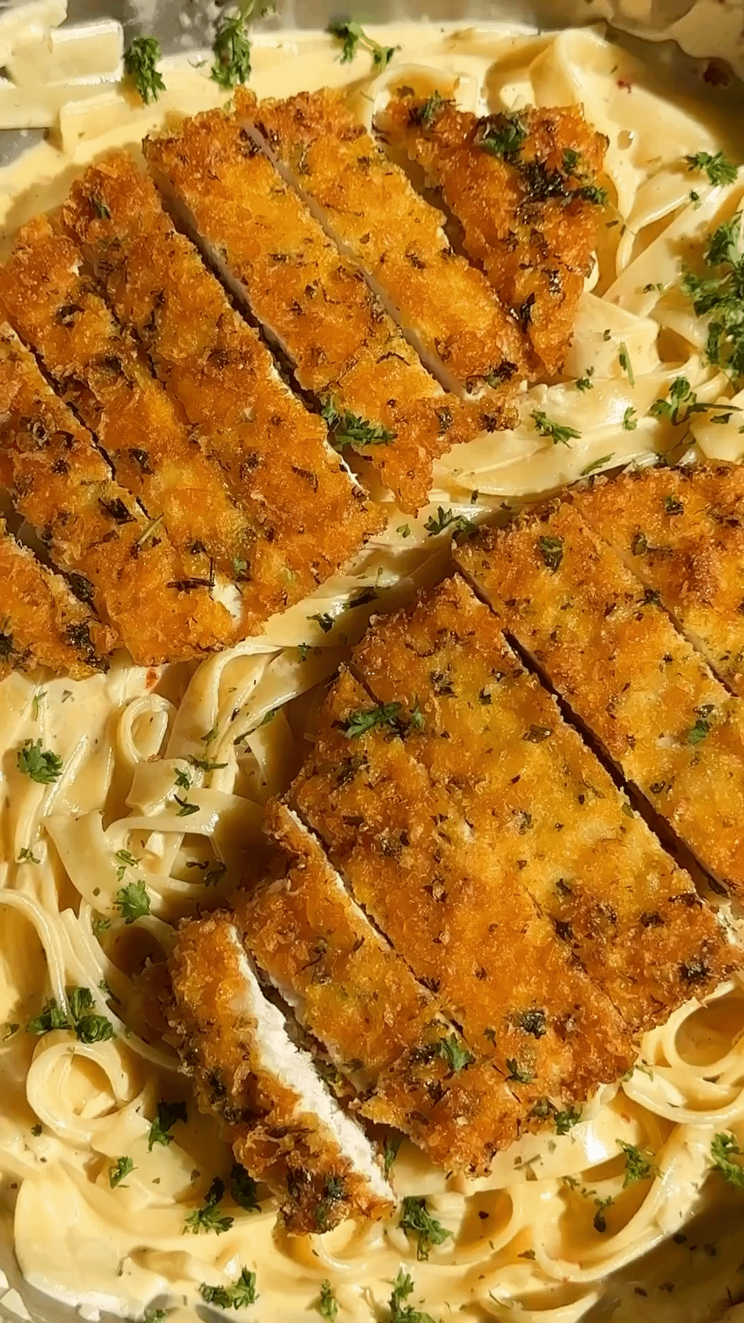 Chicken Alfredo | Parmesan Crusted Chicken - Dining and Cooking