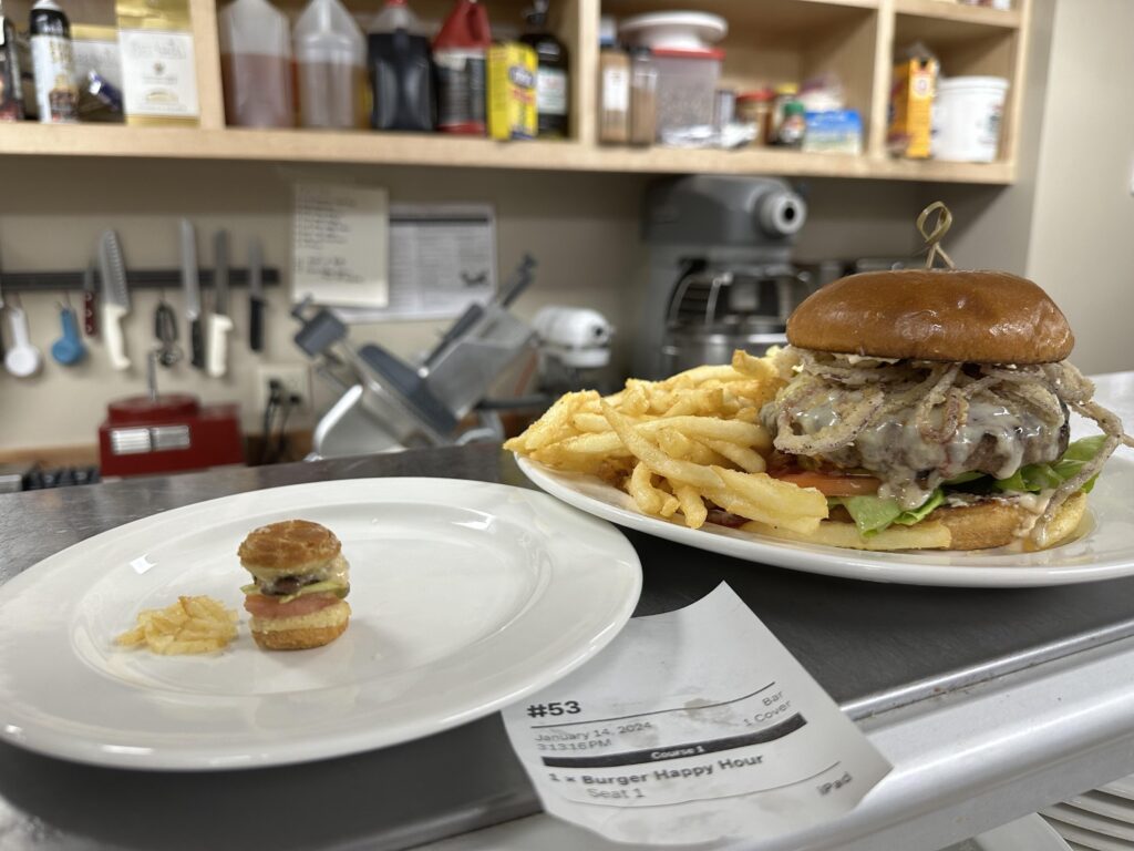 Made a tiny cheese burger and fries at work today (normal burger for ...