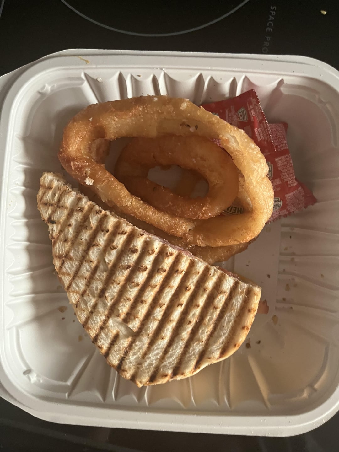 Sandwich and Onion Rings - Dining and Cooking