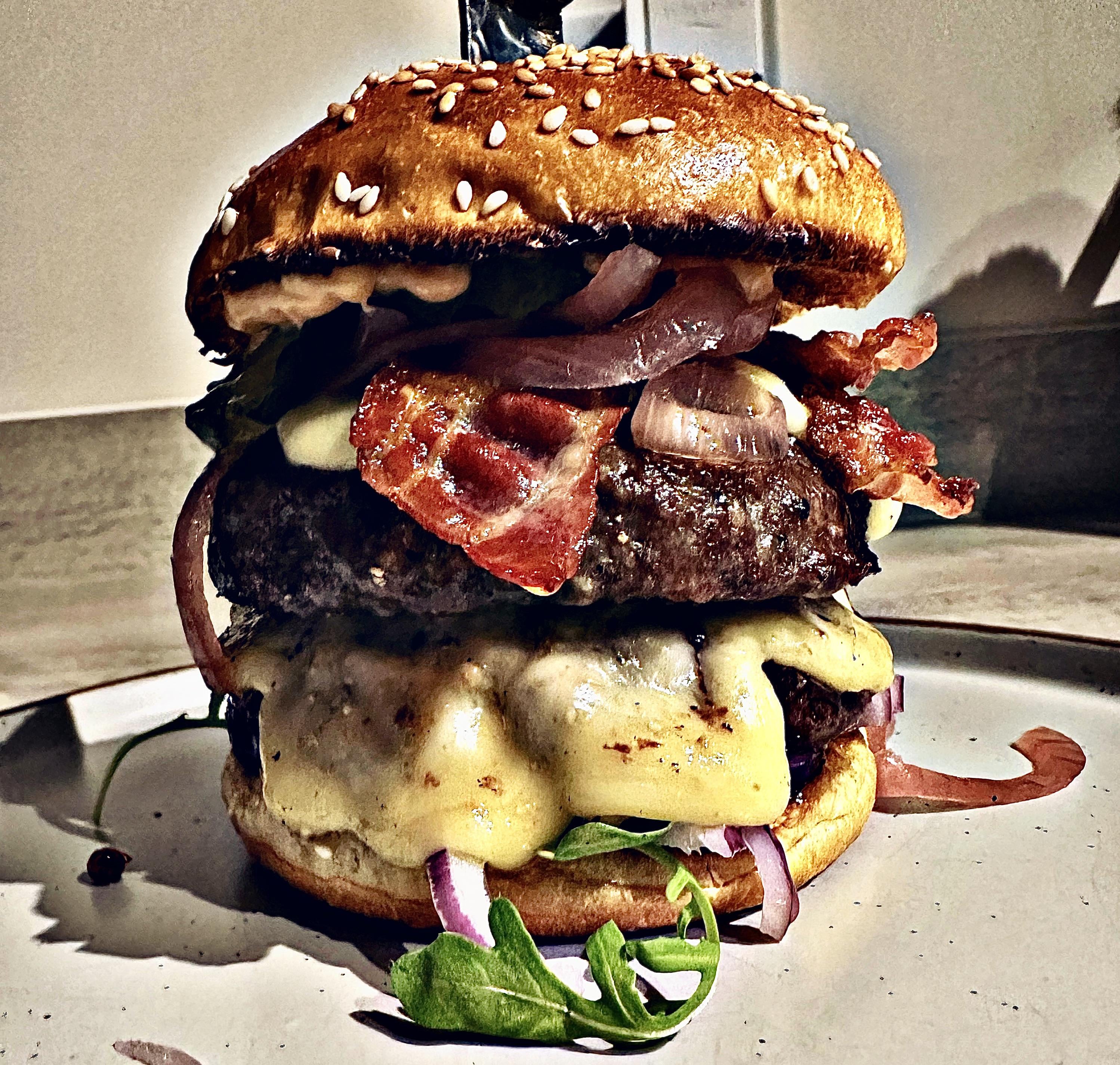 Me again! Double bone marrow patties. Crispy bacon. Smoked cheddar ...