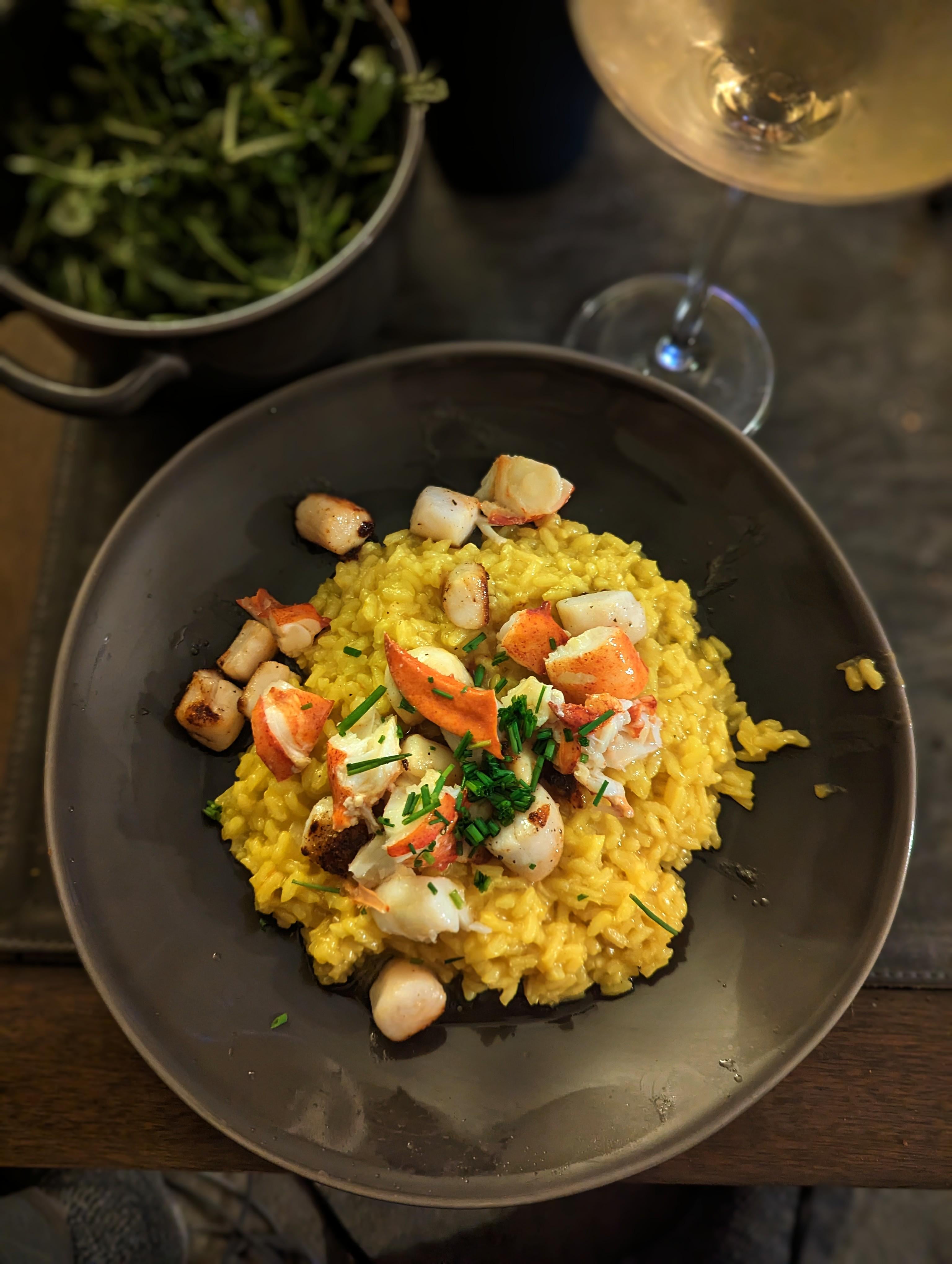 [Homemade] Saffron risotto with Lobster and Bay Scallops - Dining and ...